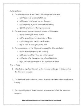 Fall of Ancient Ghana: Rise of Almoravids Reading Comprehension ...