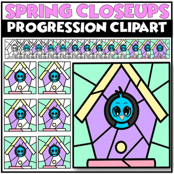 Spring BIRDHOUSE Progression Color by Code Clipart Images | EASTER ...