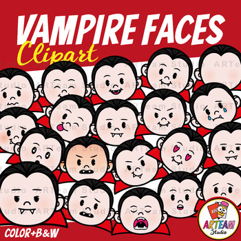 Vampire Faces Clipart| Facial Expressions - Halloween [ARTeam Studio ...