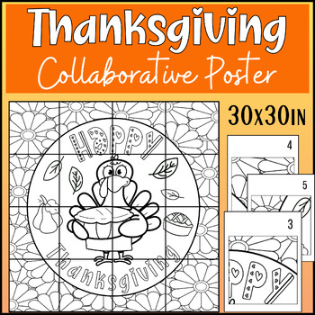 Thanksgiving Collaborative Poster Bulletin Board Art Activity Turkey ...