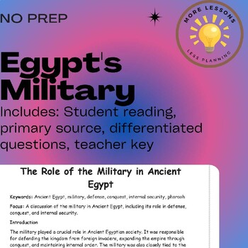 Ancient Egypt Military Guided Reading Comprehension Worksheet | TeachShare