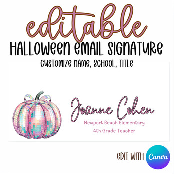 Editable Customizable Halloween Disco Pumpkin Era Fall Email Signature ...