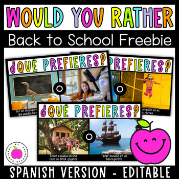 Spanish Back to School Would You Rather Game Freebie | Editable ...