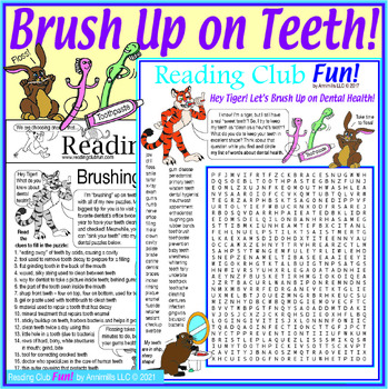 "Brushing Up on Teeth" Dental Health 2-Page Activity Set and Word ...