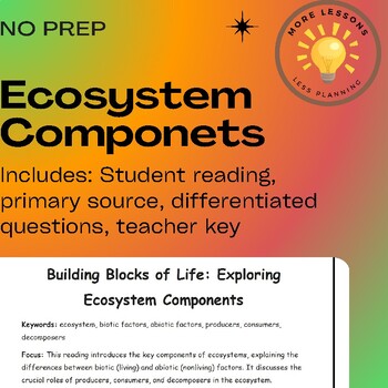 Ecosystem Components Blocks of Life Environmental Reading Comprehension ...