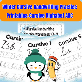 Winter Cursive Handwriting Practice Printables-Cursive Alphabet ABC ...