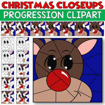 CHRISTMAS CLOSEUPS Color by Code Progression Digital Clip Art | RUDOLPH ...