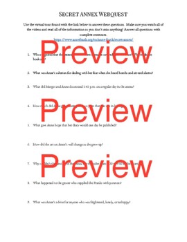 Anne Frank Pre-Reading Secret Annex Webquest | TeachShare