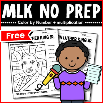 Martin Luther King Day 2nd grade Math Color by Number Coloring free ...