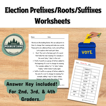 Election Themed Prefixes, Roots, & Suffixes Worksheets for 2nd-4th ...