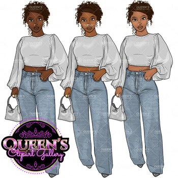 Adult Clipart, Older Teenager Clipart, Girl in Jeans, Woman Clipart ...