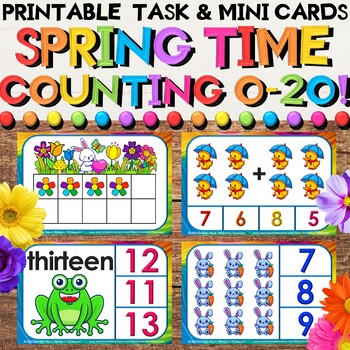 Spring Garden Counting to 20 Task & Clip Cards - Ten Frames Addition ...