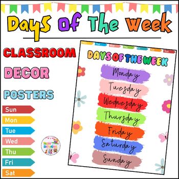 7 Days Of the Week Poster / Classroom Decor / Back To School Activity ...