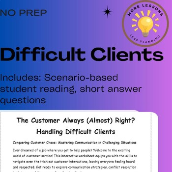 Difficult Clients: Work Ethics Scenario Reading Comprehension Worksheet ...