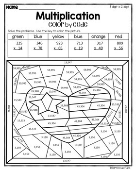 VETERANS DAY Multiplication Coloring Worksheets 3 DIGIT X 2 DIGIT ...