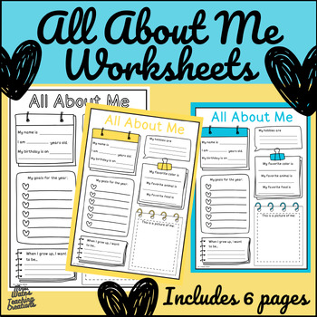 Back to School All About Me Activity Printable Worksheet Pack | TeachShare