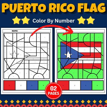 Puerto Rico Flag Color by number Coloring Page -Fun Hispanic Heritage ...