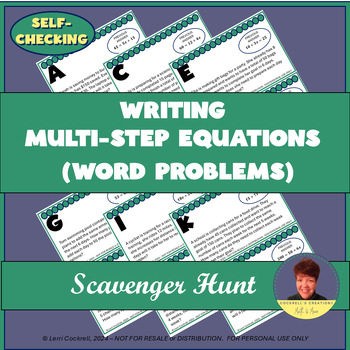 Writing Multi Step Equations from Word Problems Printable Scavenger ...
