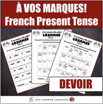 French Verb Devoir Present Tense Conjugation Review Activity - À vos ...