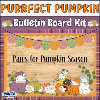 Fall Cat Bulletin Board Kit Pumpkin Spice Classroom Decor October ...