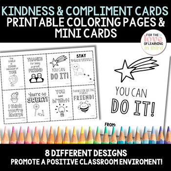 Spread Kindness Student Compliment Cards & Coloring Pages Kindness Day ...