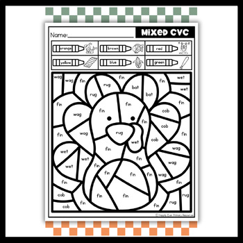 Thanksgiving Color By Code CVC Word Worksheets | Short Vowel Phonics ...