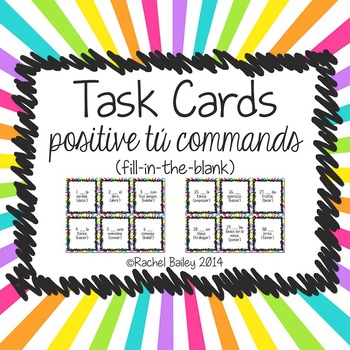 Positive Tú Commands Task Card Activity | Fill in Blank Version ...