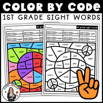 First Grade - Dolch Sight Words for Literacy | Peace Sign Color by Code ...