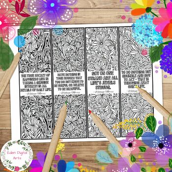 William Morris Artist Quotes Coloring Bookmarks Art History Keepsake ...