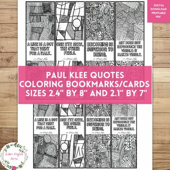 Paul Klee Quotes Coloring Bookmarks Artist Study Abstract Art History ...
