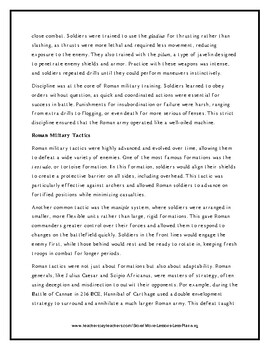 Life of a Roman Soldier Ancient Rome Reading Comprehension Worksheet ...