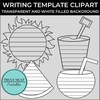 Summer Themed Writing Paper, Summer Clipart Template with Writing Lines ...