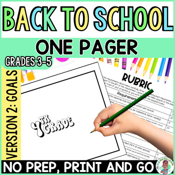 3rd 4th 5th Grade Back to School One Pager Classroom Community Activity ...