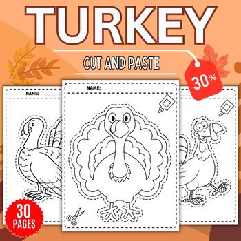 Printable Turkey Cut And Paste Activities - Fun Scissor Skills Coloring ...