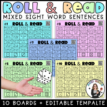 Dolch Mixed Sight Word Fluency Sentences Worksheets | Roll and Read ...