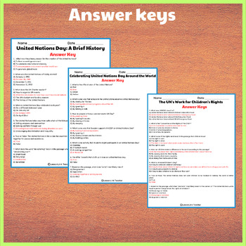 United Nations Day Reading Comprehension Passages with Multiple Choice ...