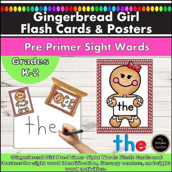 Gingerbread Girl Christmas Dolch Pre-Primer Sight Word Posters & Flash ...