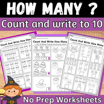 Halloween Count And Write How many: Counting to 10 Worksheets for ...