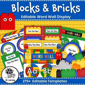 Editable Word Wall Templates Building Blocks and Bricks | Word Wall ...