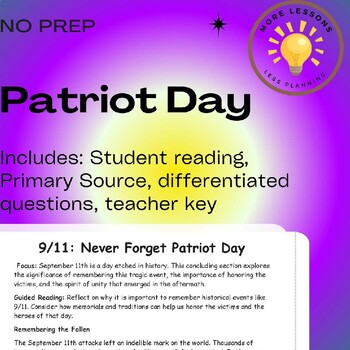 9/11 Never Forget Patriot Day September 11th Reading Comprehension ...