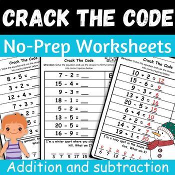 Winter Crack the code Math Addition and subtraction within 20 ...