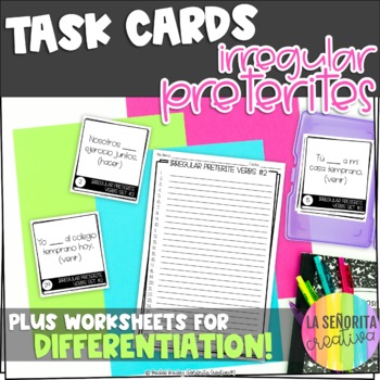 Irregular Preterite Verbs Task Card Activity and Worksheet | TeachShare