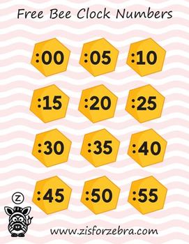 Printable Clock Numbers - Bee Theme Freebie - ZisforZebra | TeachShare