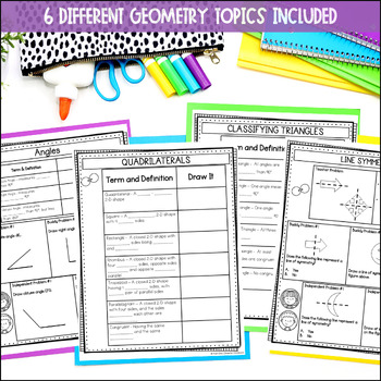 4th Grade Lines, Angles, Quadrilaterals, & Triangles Geometry Guided ...