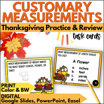 Customary Units of Measurement Thanksgiving Task Cards Volume, Weight ...