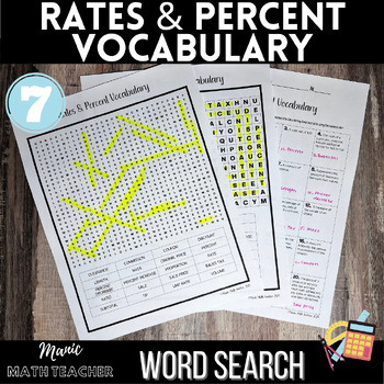 Word Search - Rates & Percent Vocabulary | TeachShare