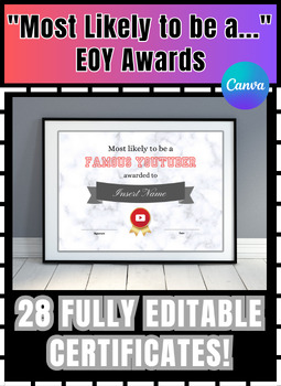 EDITABLE End of Year Award Certificates, Superlatives- Editable Canva ...