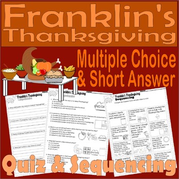 Franklin’s Thanksgiving Comprehension Questions Quiz Tests & Story ...