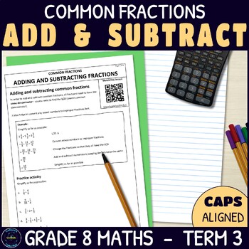Adding and Subtracting Fractions Lesson Worksheets - Grade 8 Math T3 ...