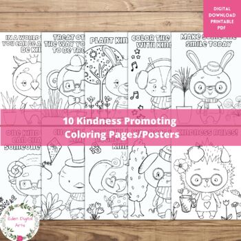 10 Kindness Encouraging Quotes Animal Coloring Pages Be Kind Class ...